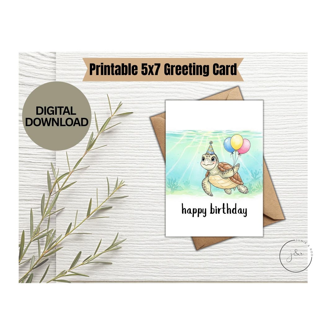 Sea Turtle Birthday Printable Greeting Card|printable PDF| - Etsy
