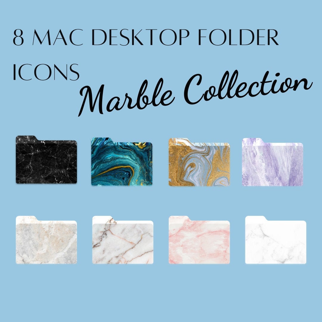 8 DESKTOP FOLDER ICONS, Bundle, Instant Download, Marble Collection ...