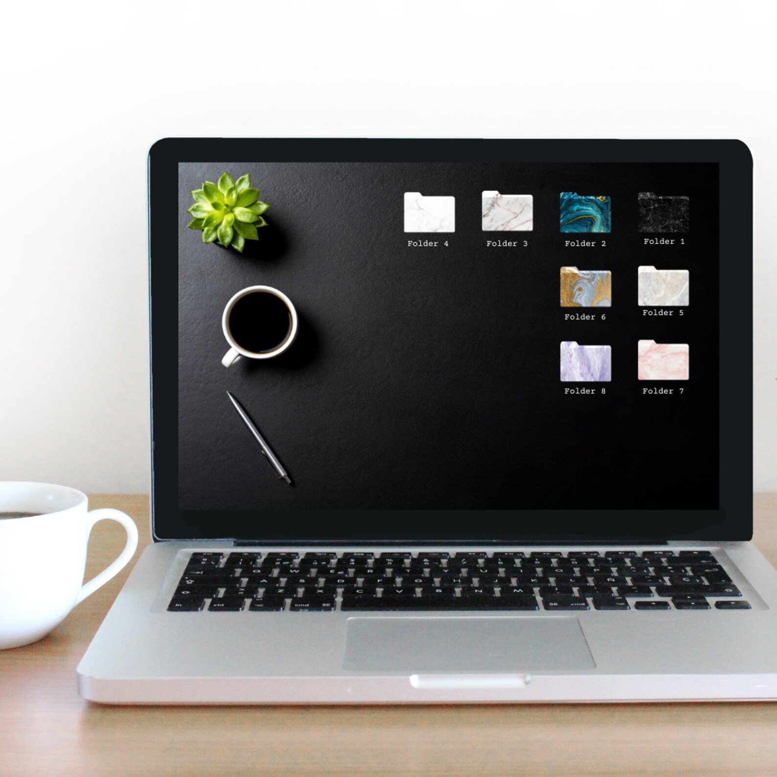 8 DESKTOP FOLDER ICONS, Bundle, Instant Download, Marble Collection ...