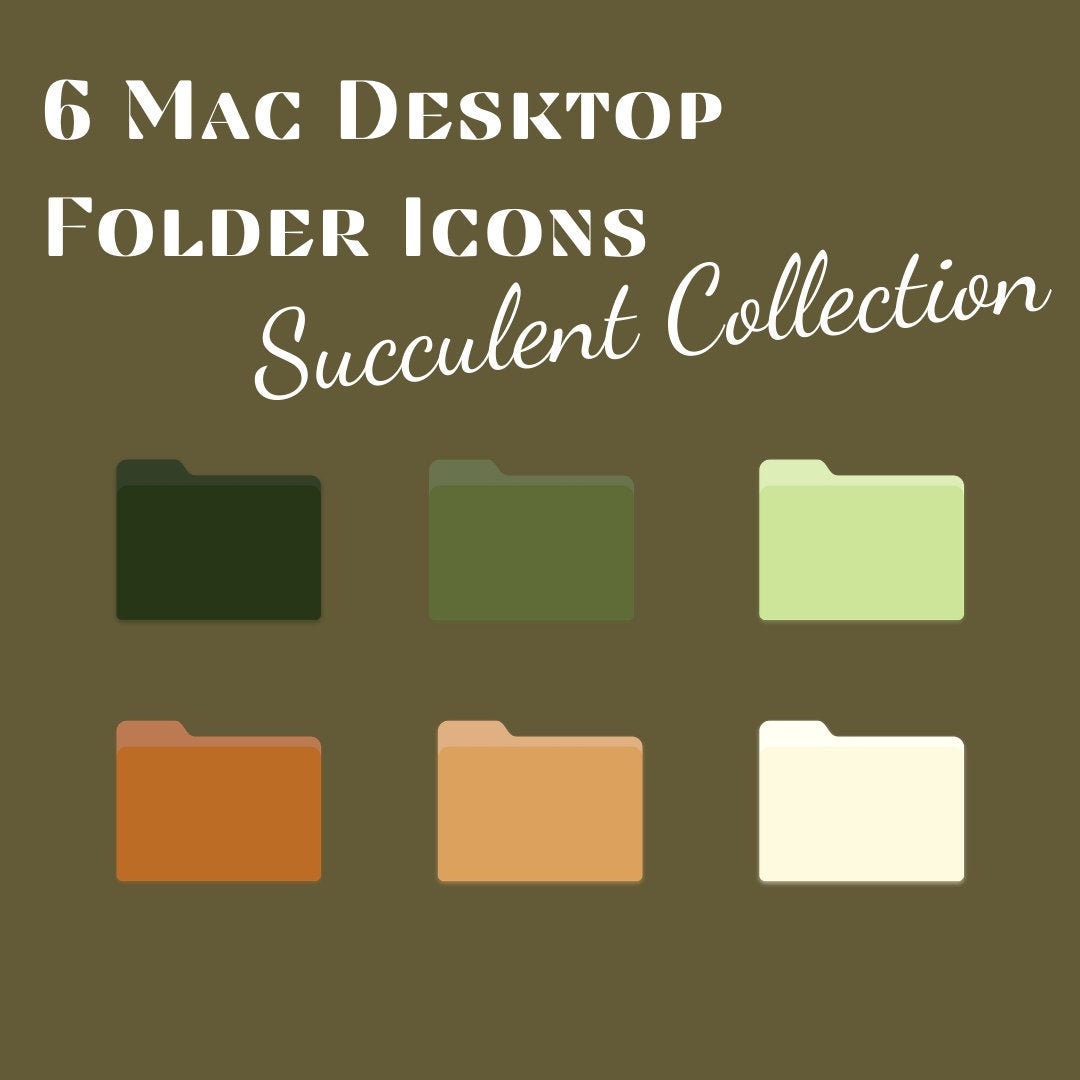 6 DESKTOP FOLDER ICONS, Icon Bundle, Instant Download, Succulent ...