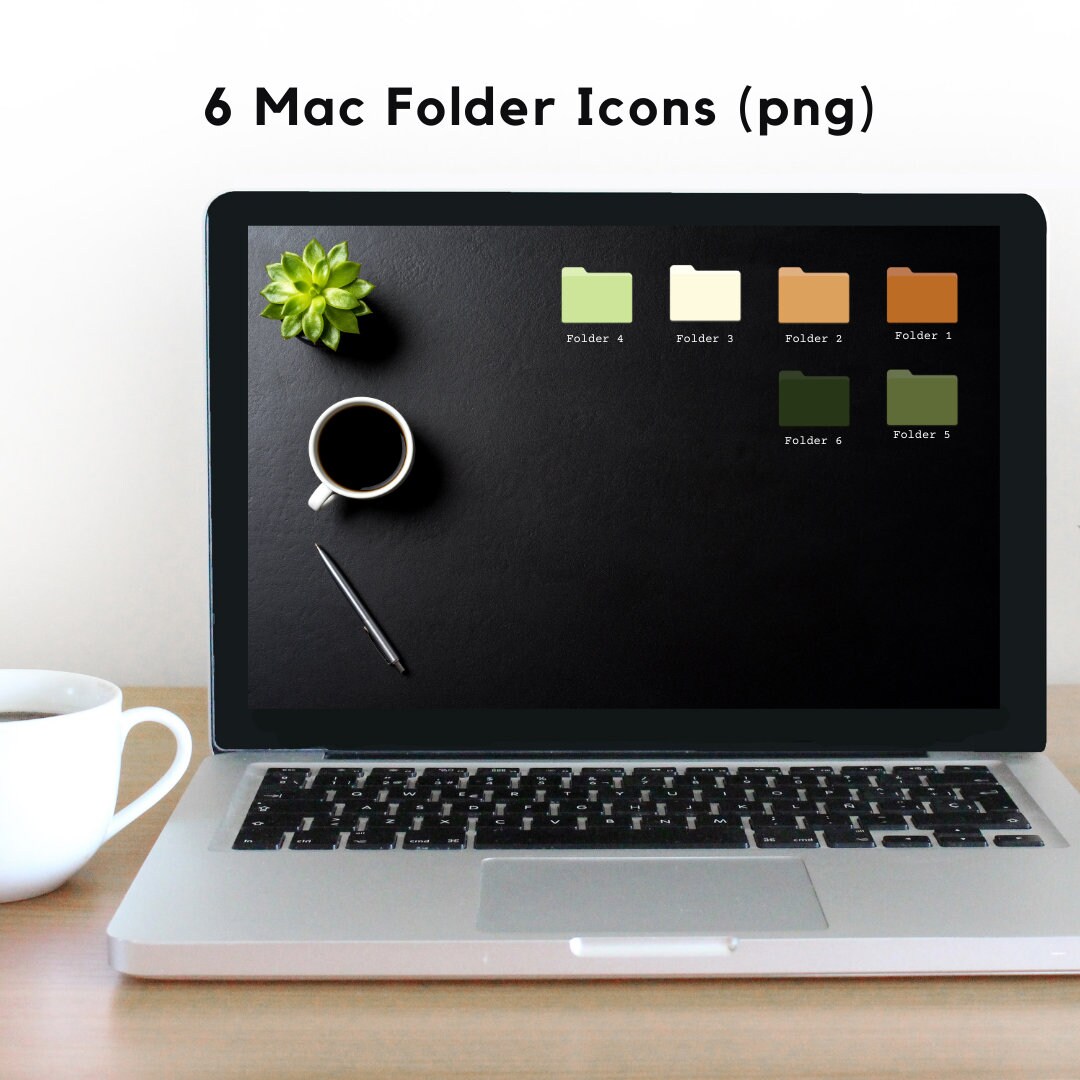 6 DESKTOP FOLDER ICONS, Icon Bundle, Instant Download, Succulent ...