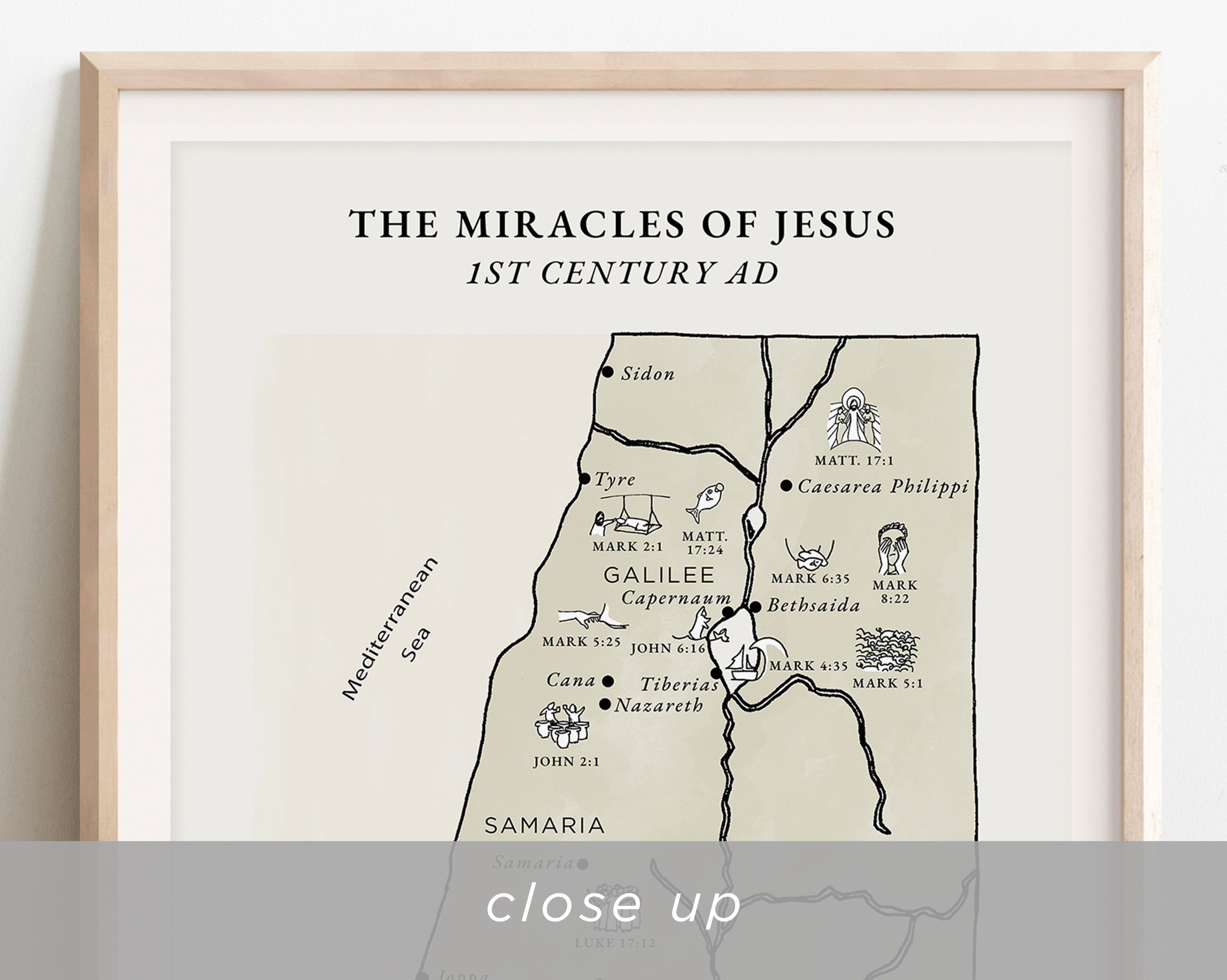 Map of Jesus' Miracles Map of Israel Holy Land Map - Etsy