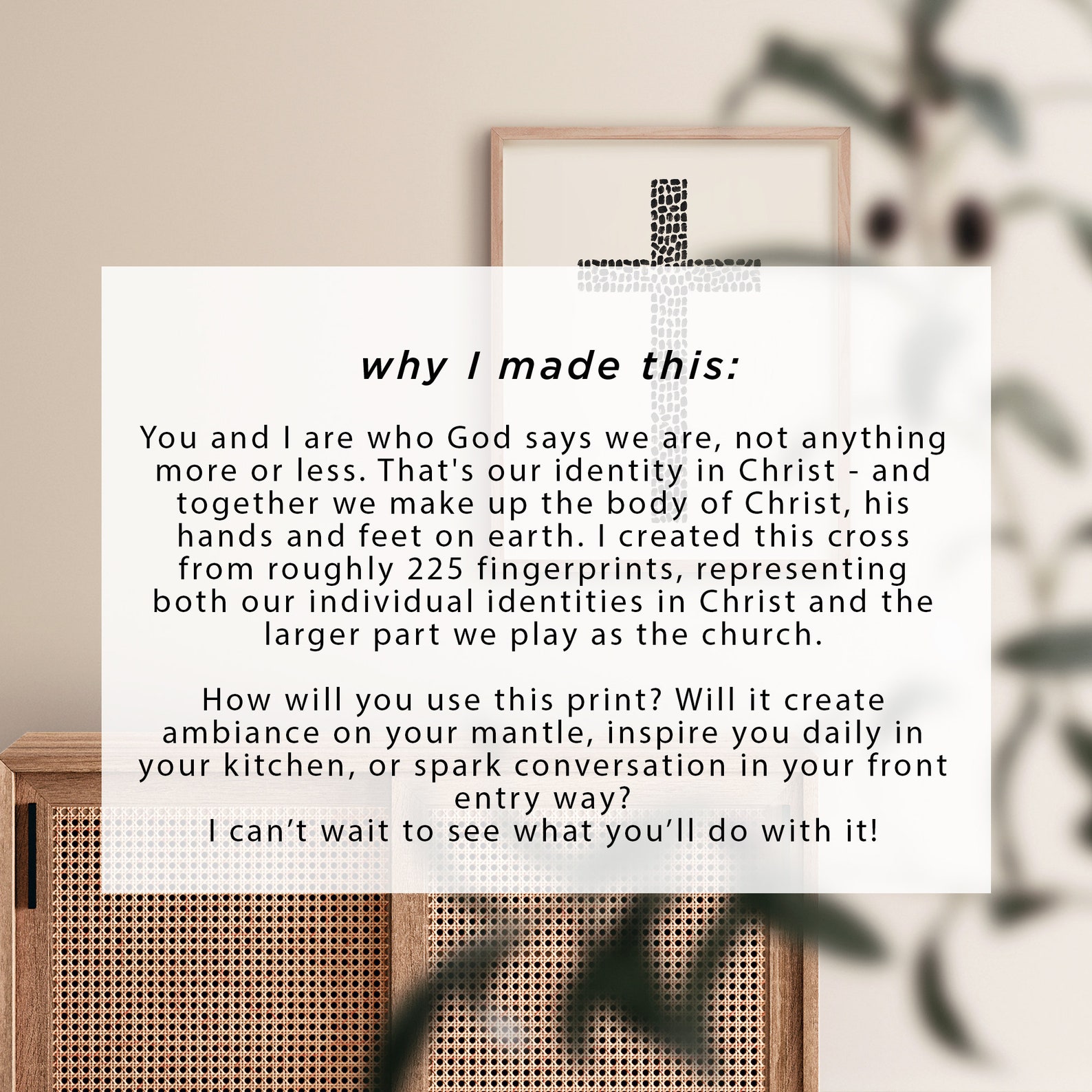 Fingerprint Cross Printable Art, Christian Cross Art, Modern Christian ...