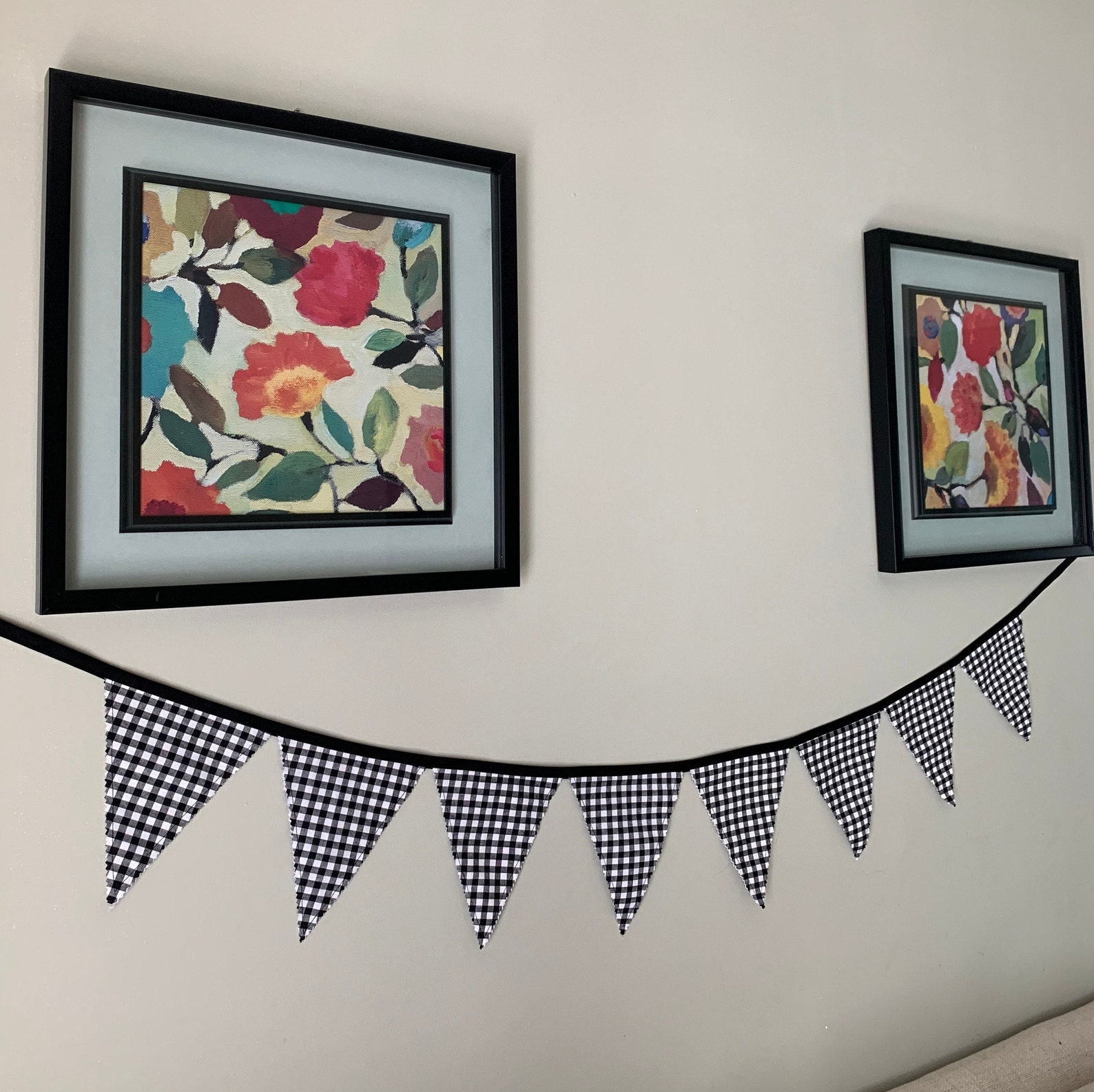 Check Bunting Banner Plaid Bunting Banner Black & White | Etsy