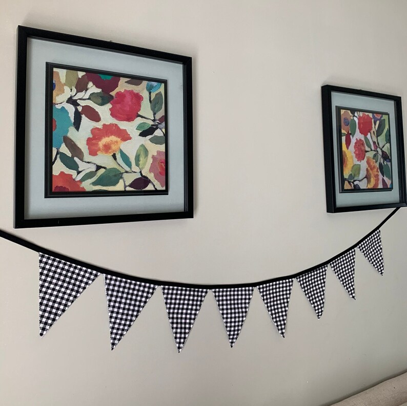 Check Bunting Banner, Plaid Bunting Banner, Black & White Banner ...