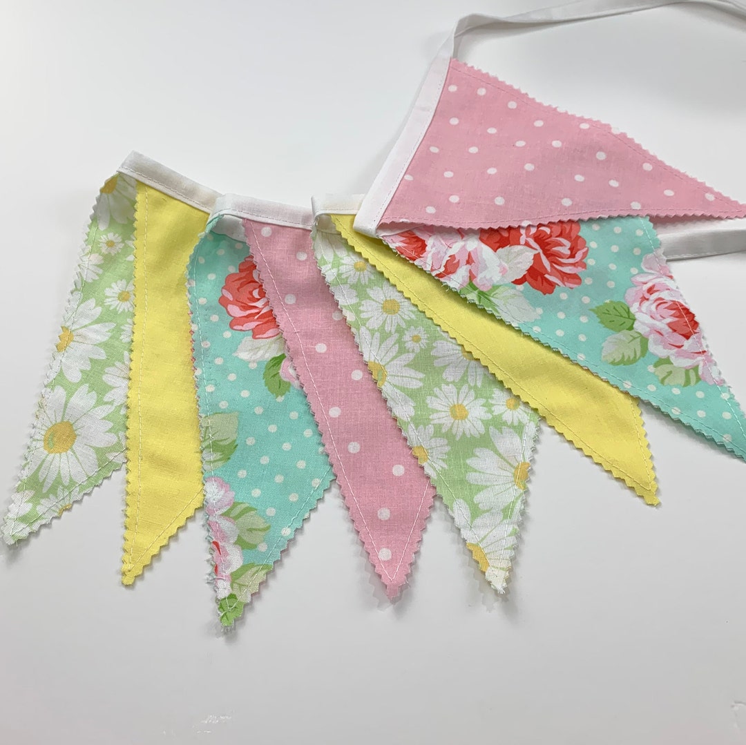 Floral Bunting Banner, Flowers Bunting Garland, Colorful Party Banners ...