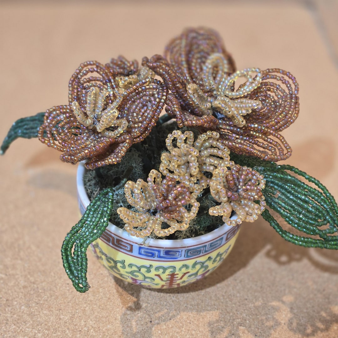 Vintage French Bead Flower Arrangement - Etsy