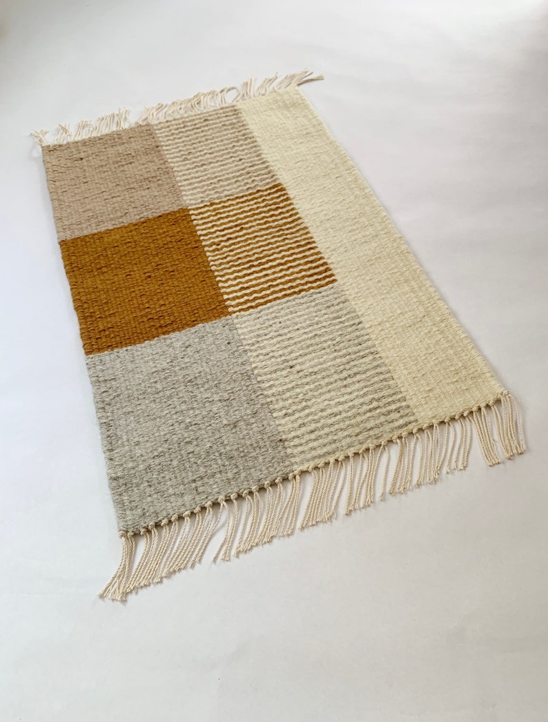 Color Block Stripes Hand Woven Wool Rug - Etsy