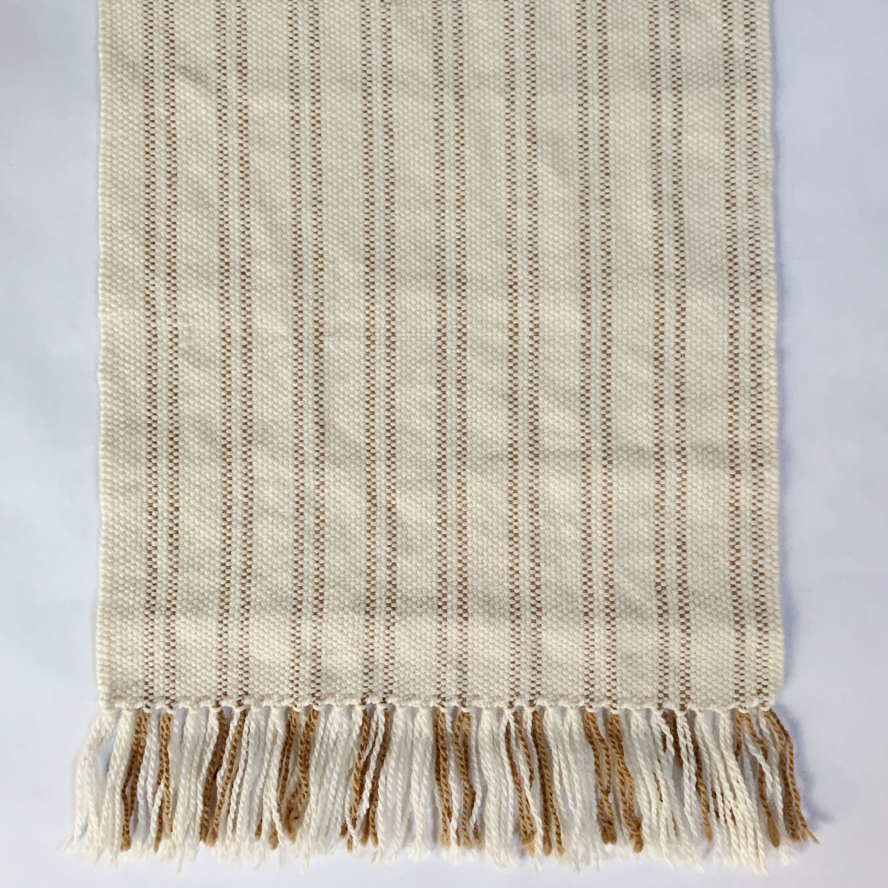Cream & Tan Striped Hand Woven Wool Table Runner Woven Runner - Etsy