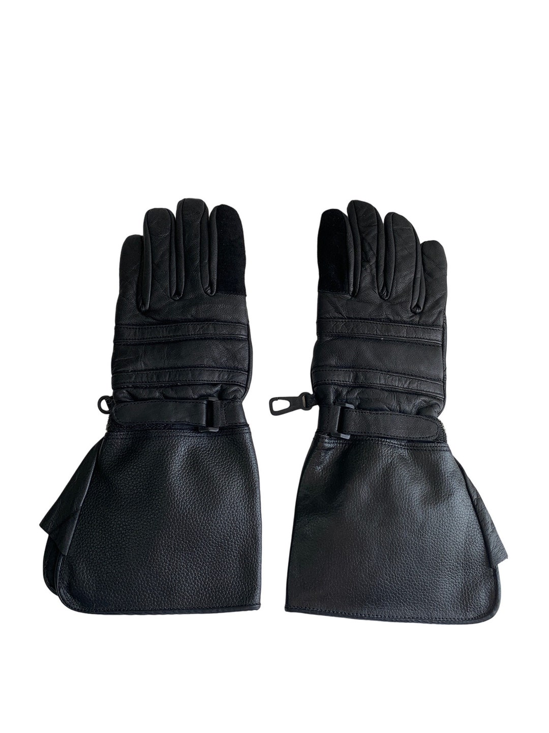 Black Leather Gauntlet Riding Gloves - Etsy