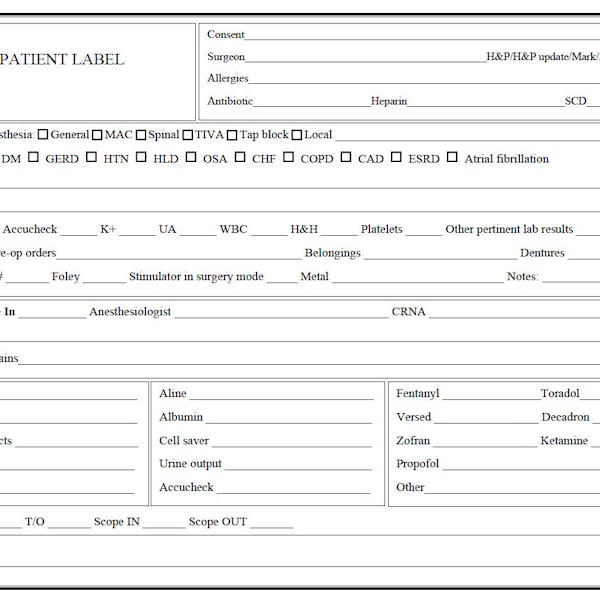 Perioperative Report Sheet Template - Etsy