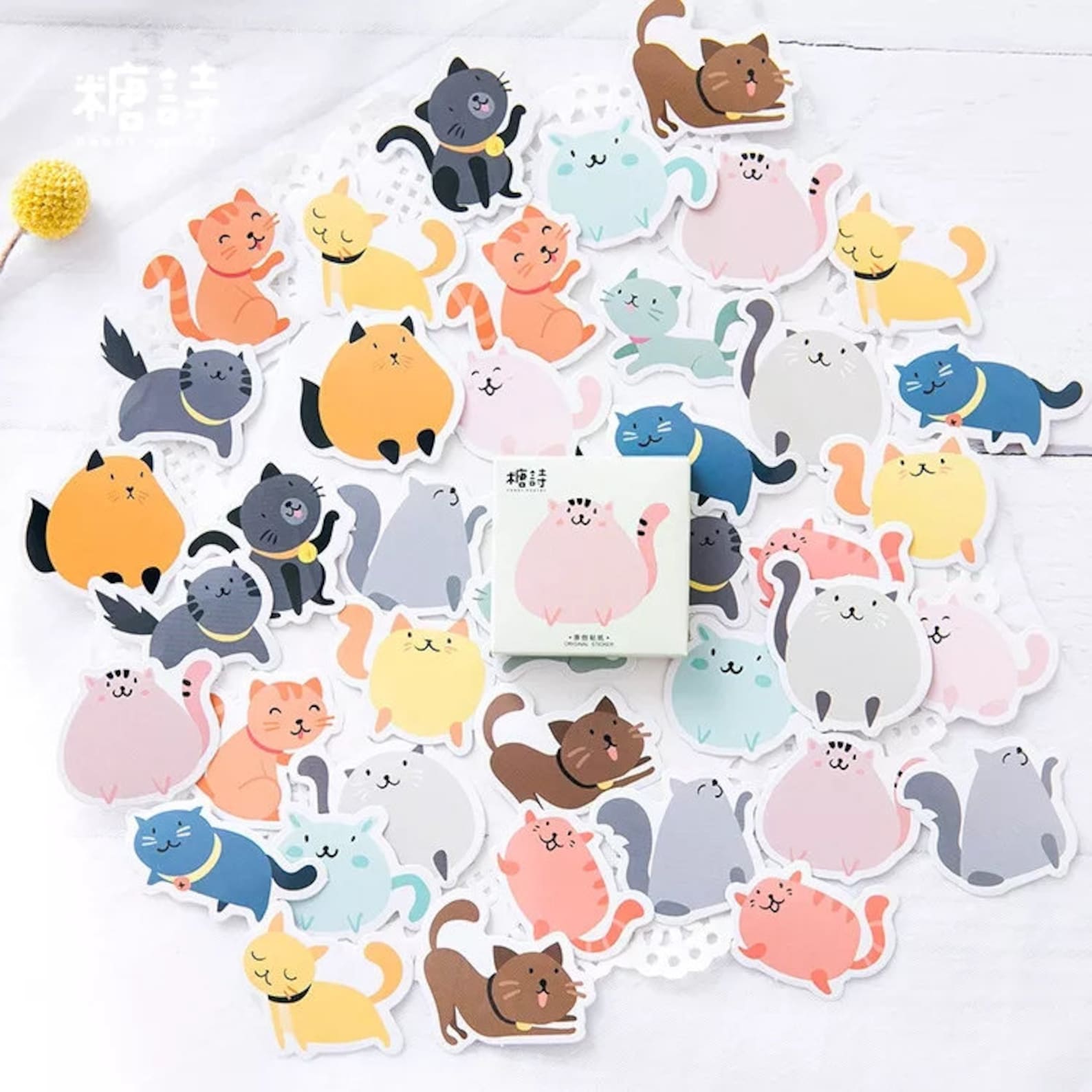 Cartoon Fat Cat Stickers - 46pcs per Box - Etsy