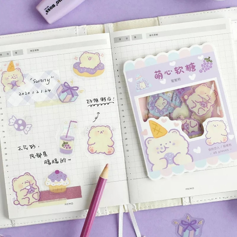 Kawaii Candy Series Stickers 45 Pcs/pack, Memo Notepad, Bookmark ...