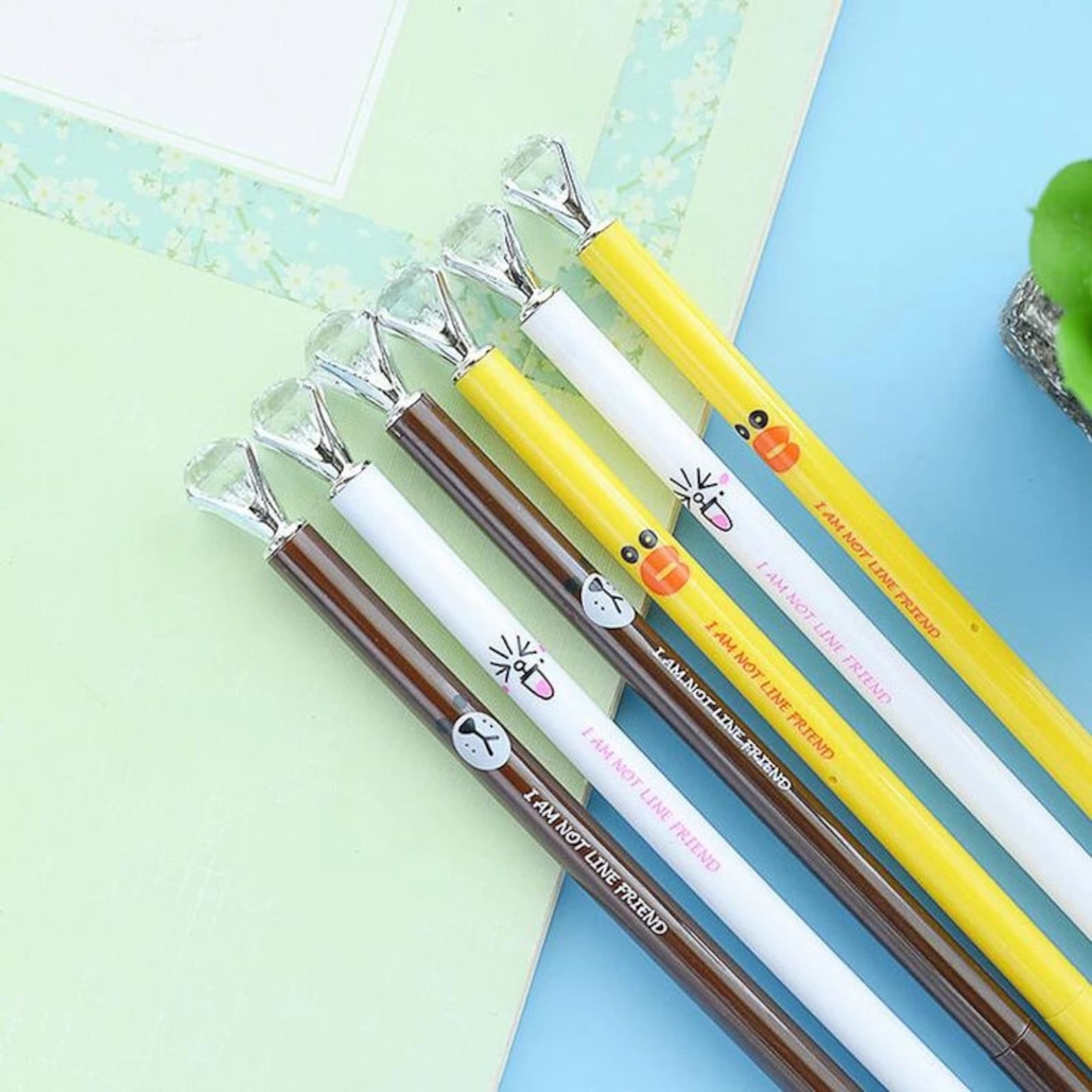 Kawaii Diamond Bears, Duck, Smiley Face Gel Pen .38mm Black Ink, School ...