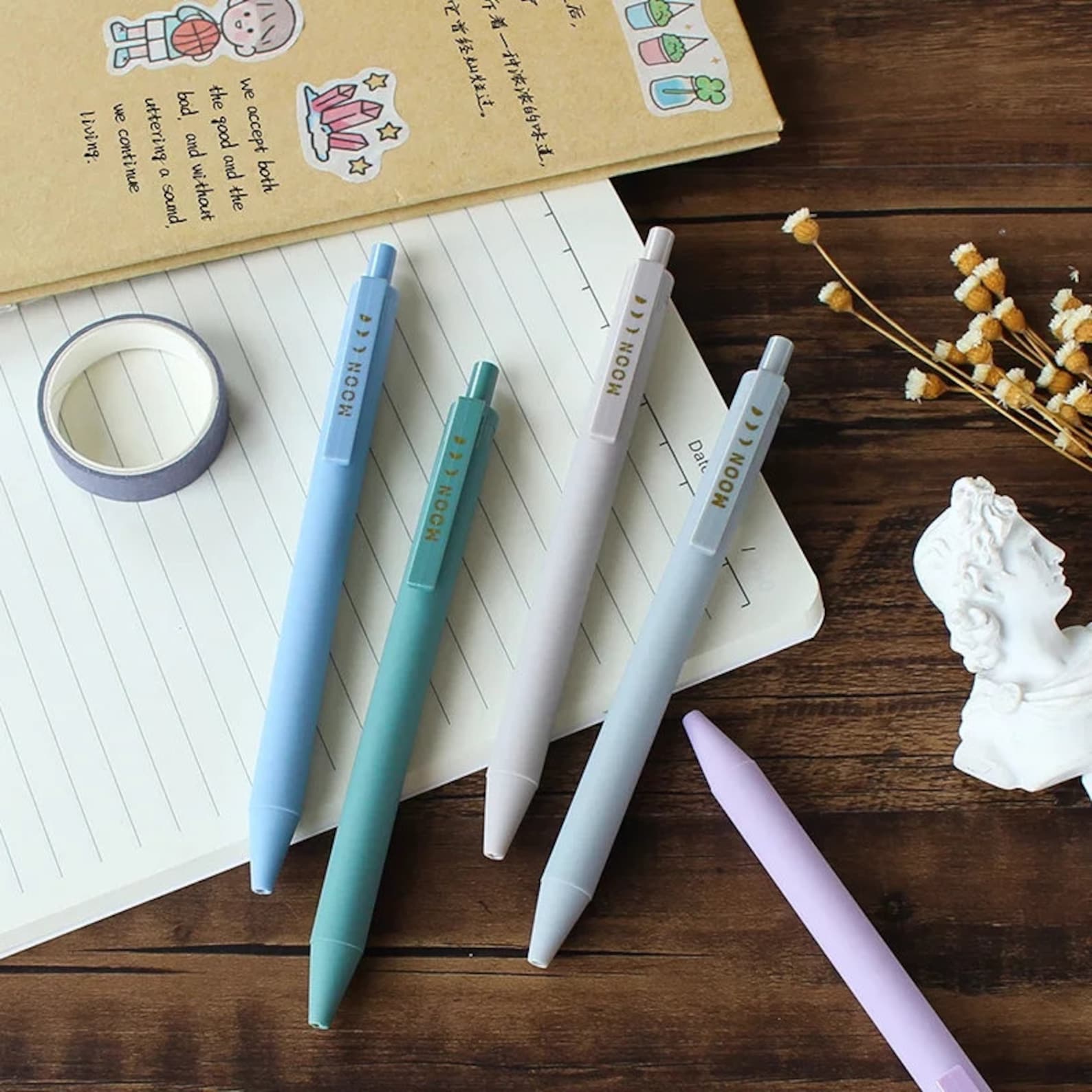 Retro Pastel Color Moon Gel Pen .5 Mm - Set of 5 - Etsy