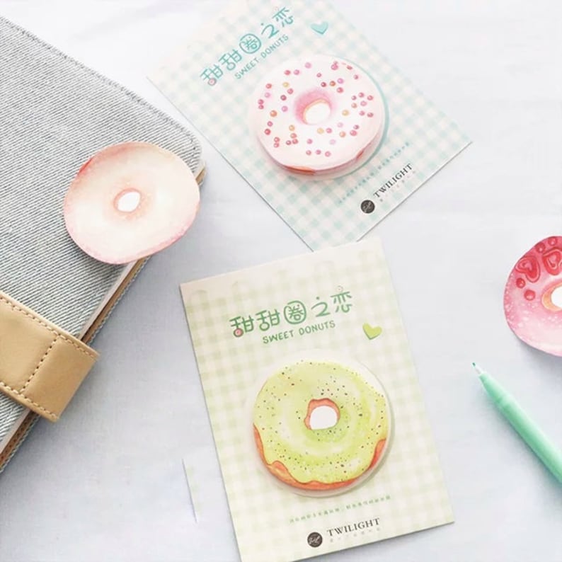 Kawaii Sweet Donut Memo Notepad Bookmark Sticky Notes - Etsy
