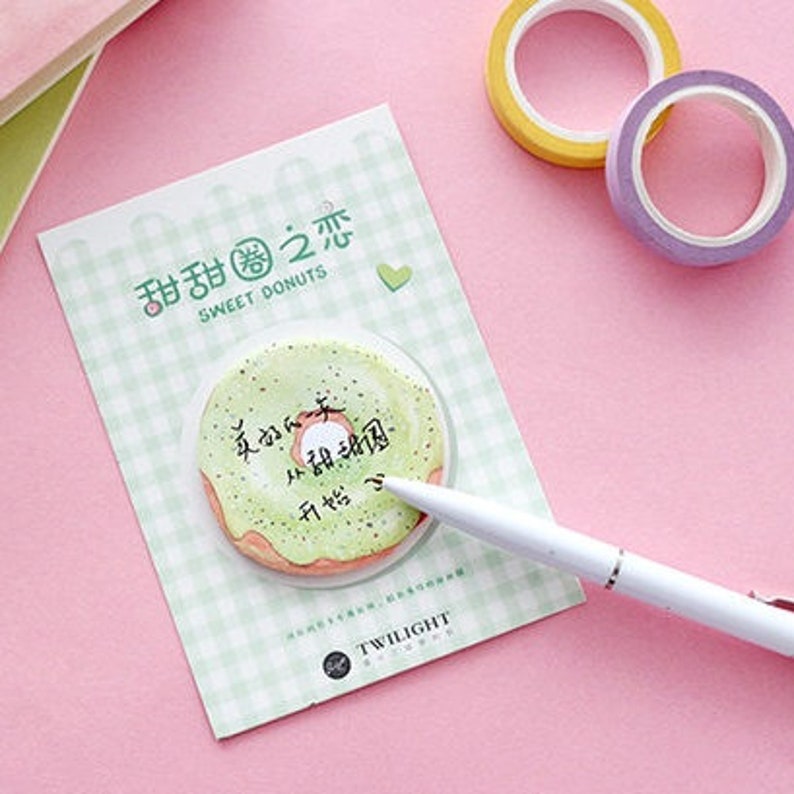 Kawaii Sweet Donut Memo Notepad, Bookmark, Sticky Notes, Planner, Kids ...