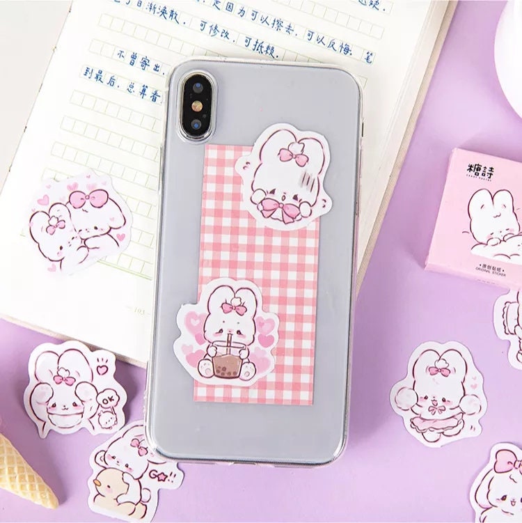 Kawaii Bunny Stickers 45 Pcs/box, Memo Notepad, Bookmark, Sticky Notes ...