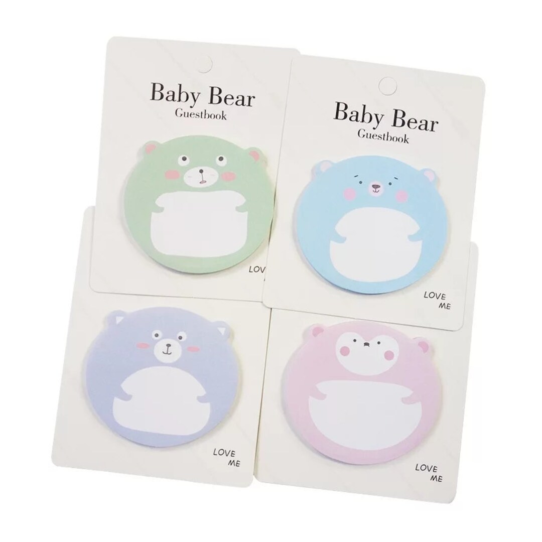 Kawaii Baby Bear Animal Memo Notepad, Bookmark, Sticky Notes, Planner ...