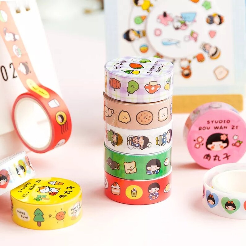 Kawaii Cartoon Character Washi Tape - Masking Tape, Decorative Adhesive ...