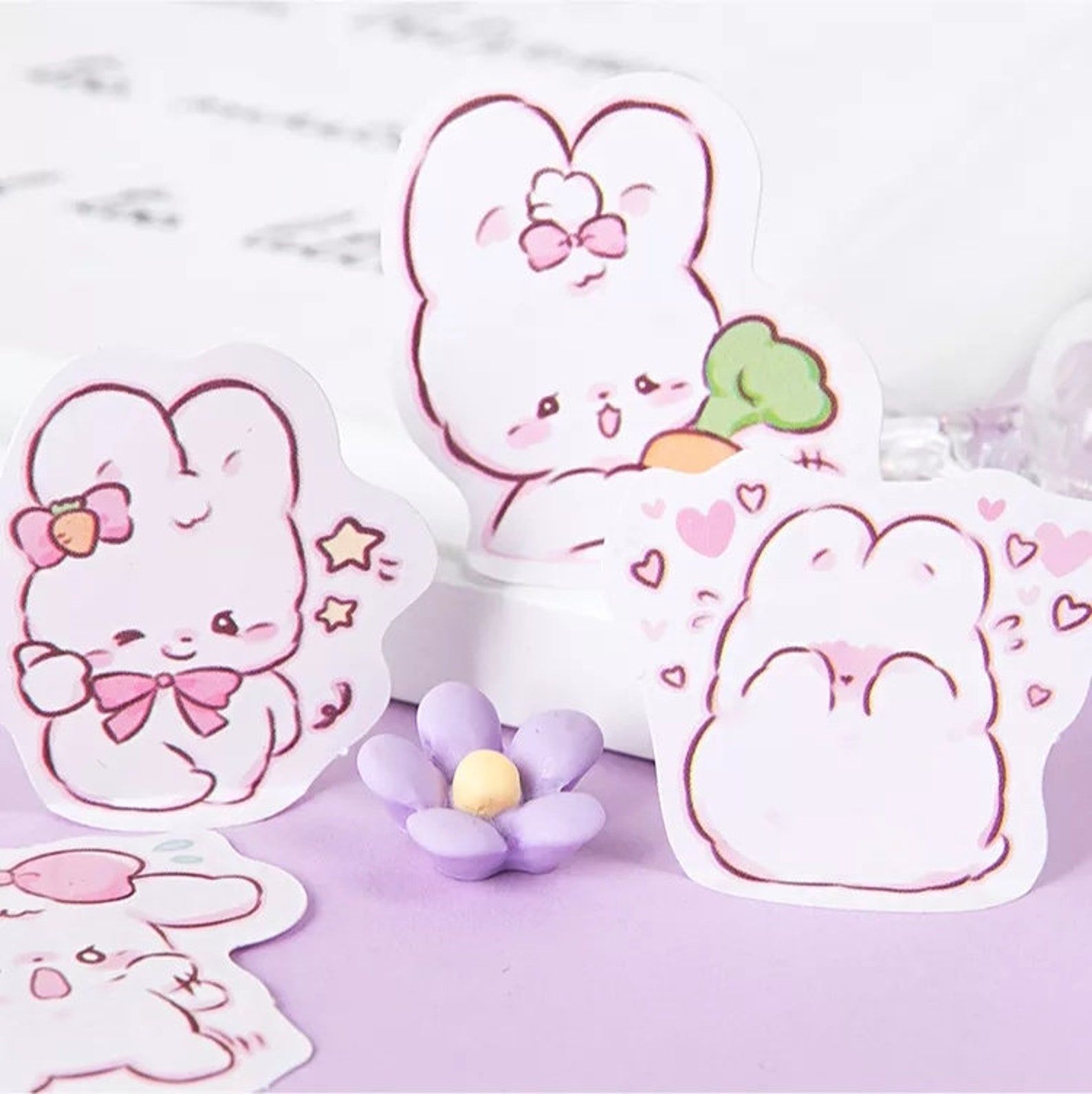 Kawaii Bunny Stickers - 45 Pcs/box, Memo Notepad, Bookmark, Sticky ...