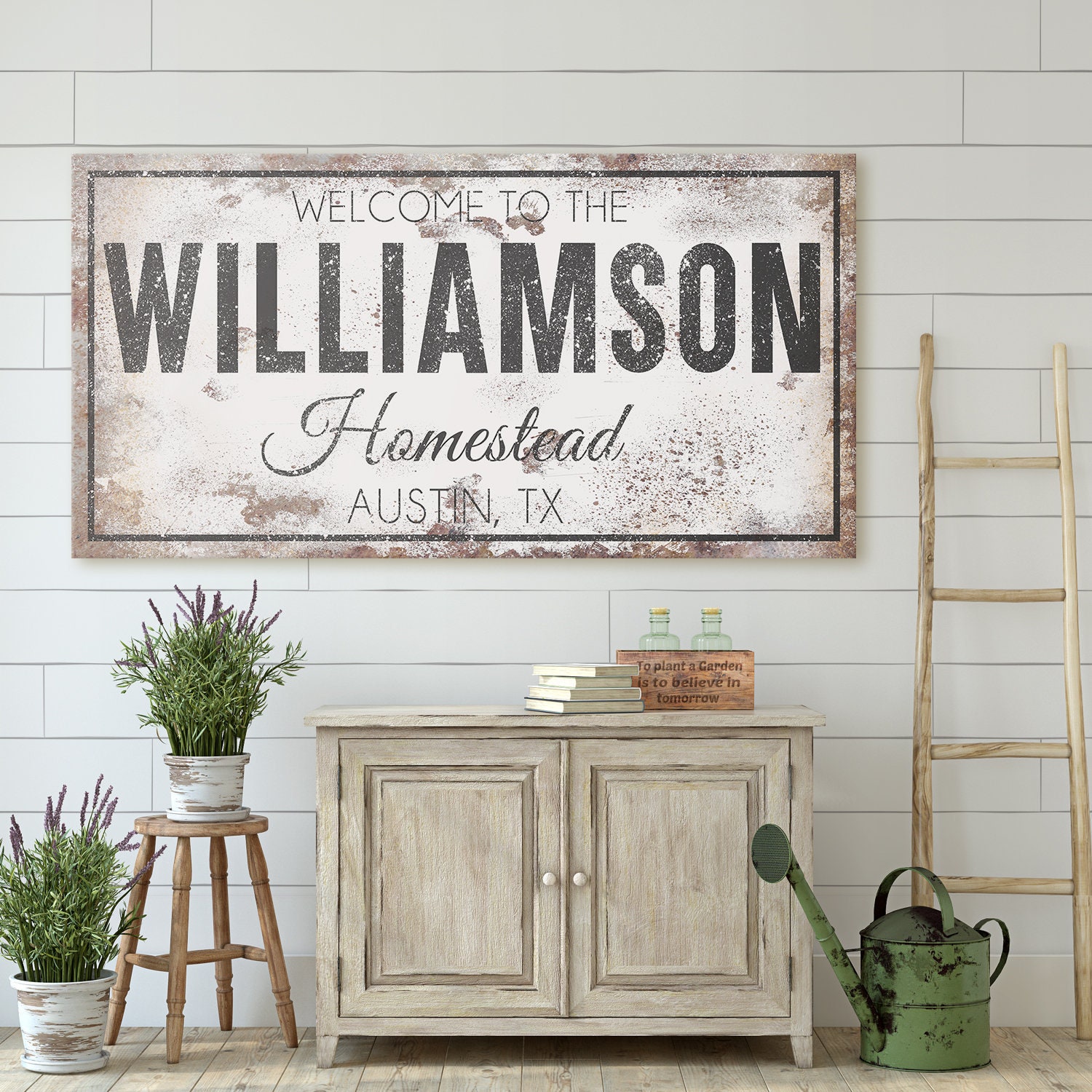 Home Décor Rusty Vintage Farmhouse Canvas Custom Family Last Name ...