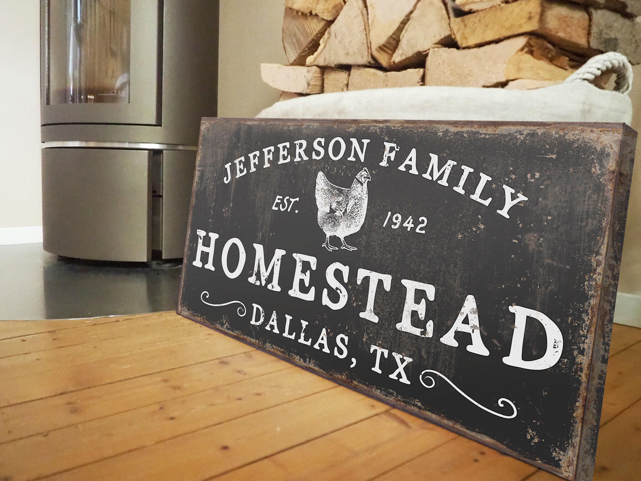 Home Décor Rusty Vintage Farmhouse Canvas Custom Family Last Name ...