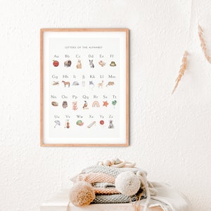 Watercolor Alphabet Chart PRINT Vintage Style Alphabet - Etsy