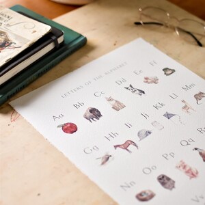 Watercolor Alphabet Chart PRINT Vintage Style Alphabet - Etsy