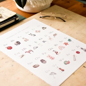 Watercolor Alphabet Chart PRINT Vintage Style Alphabet - Etsy