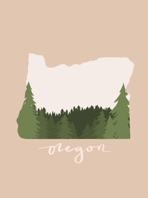 Oregon Illustration Oregon Wall Art Oregon Oregon Wall | Etsy