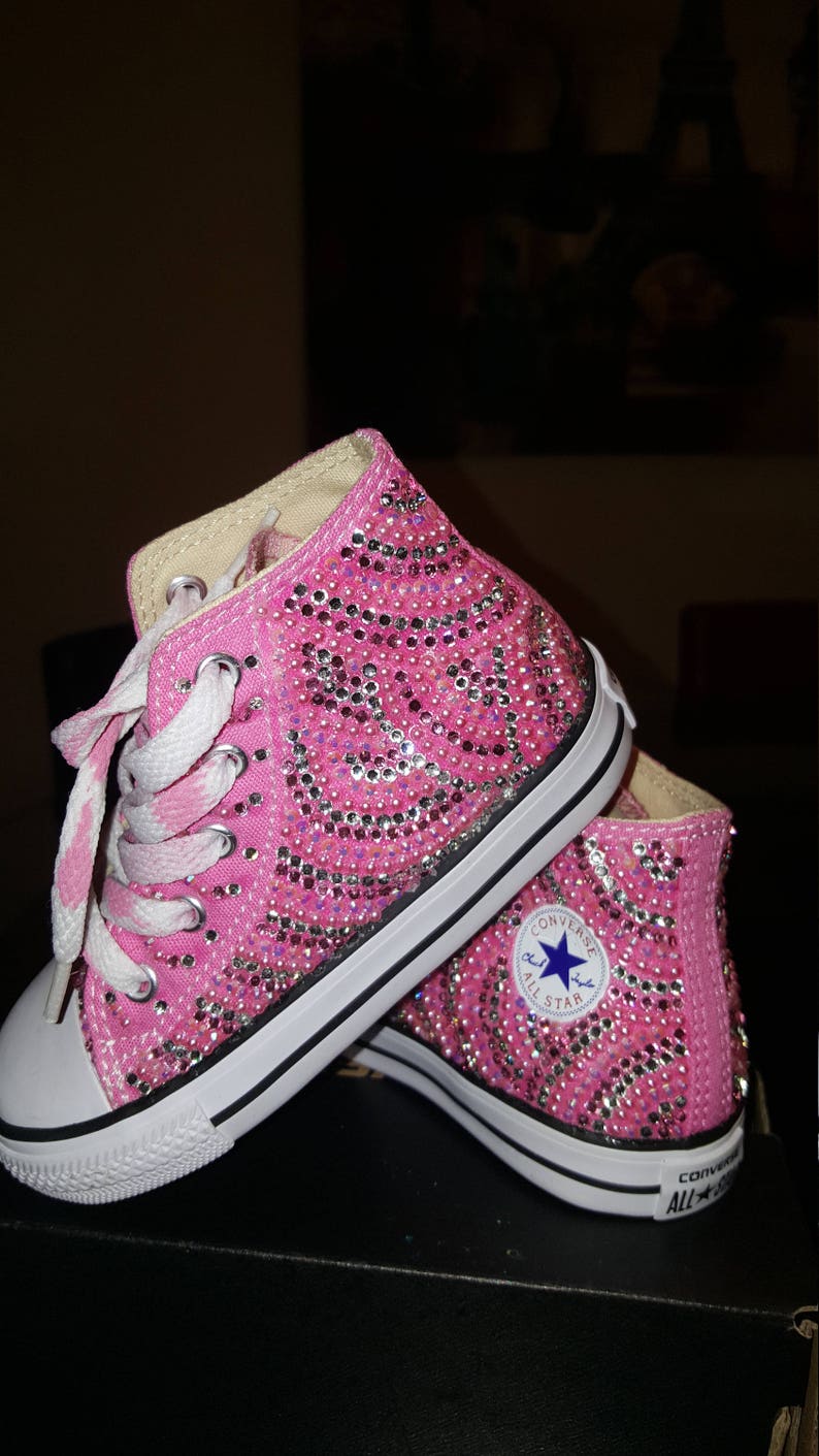Girls Custom Bling Converse High Top Pink Any Color *adult Sizes as ...