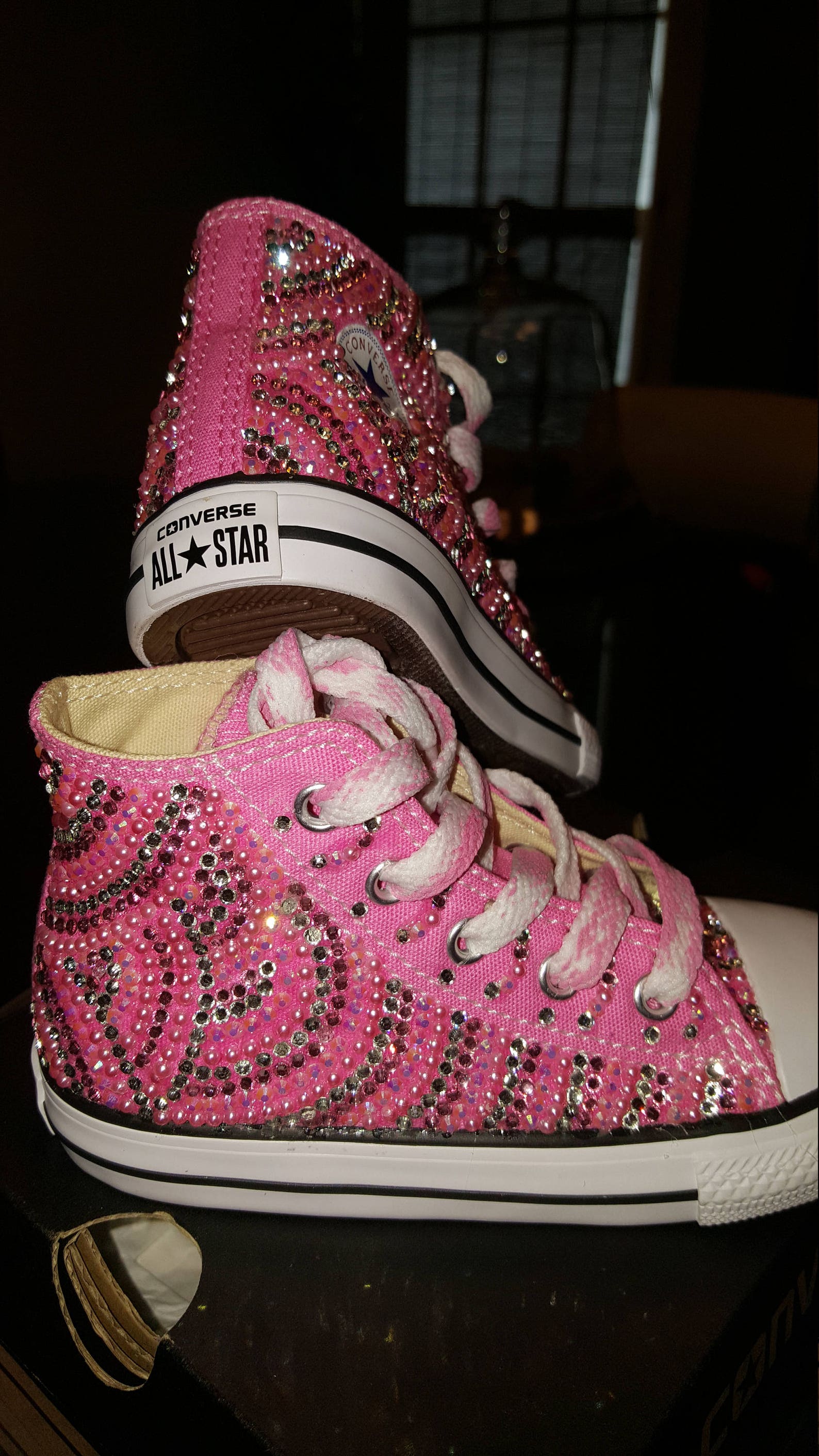 Girls Custom Bling Converse High Top Pink Any Color *adult Sizes as ...