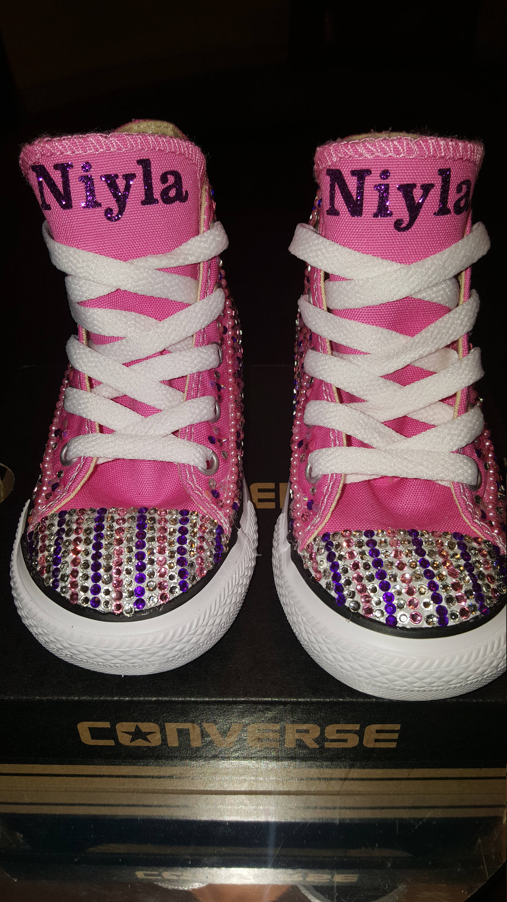 Girls Pink Converse Bling High Top With Custom Name Any Color - Etsy