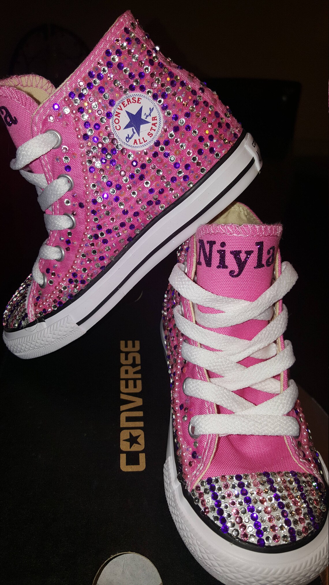 Girls Pink Converse Bling High Top With Custom Name Any Color - Etsy