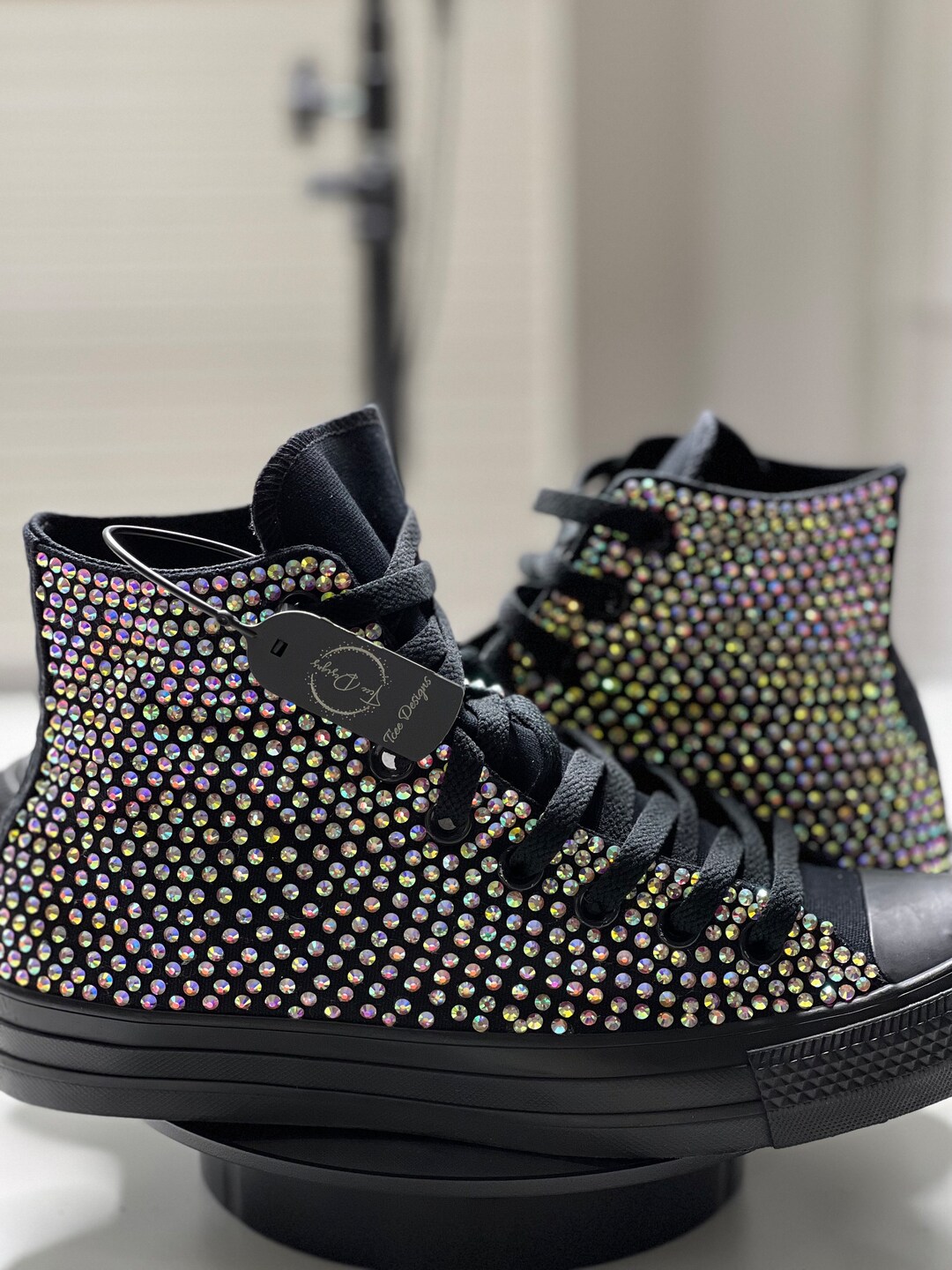 Womens Black Converse High Tops, Custom Bling, Wedding Converse ...