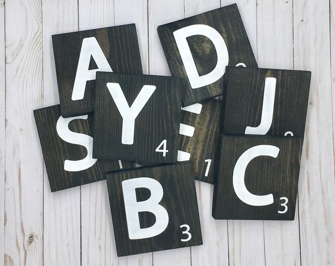 Scrabble Tiles 3.5 Black Scrabble Tile Wall Art Giant Scrabble Letters ...