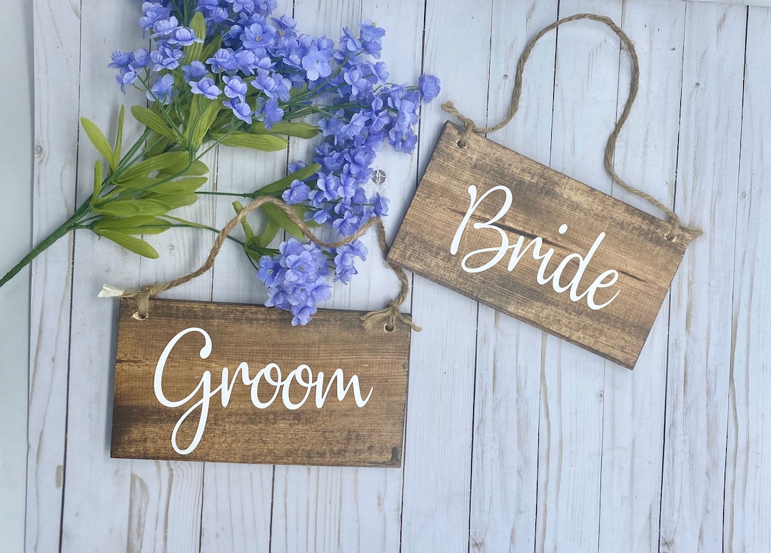 Bride and Groom Signs - Wedding Chair Signs Rustic Wedding Decor ...