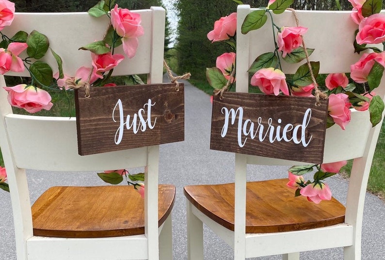 Just Married Wood Signs Wedding Chair Signs Rustic Wedding | Etsy