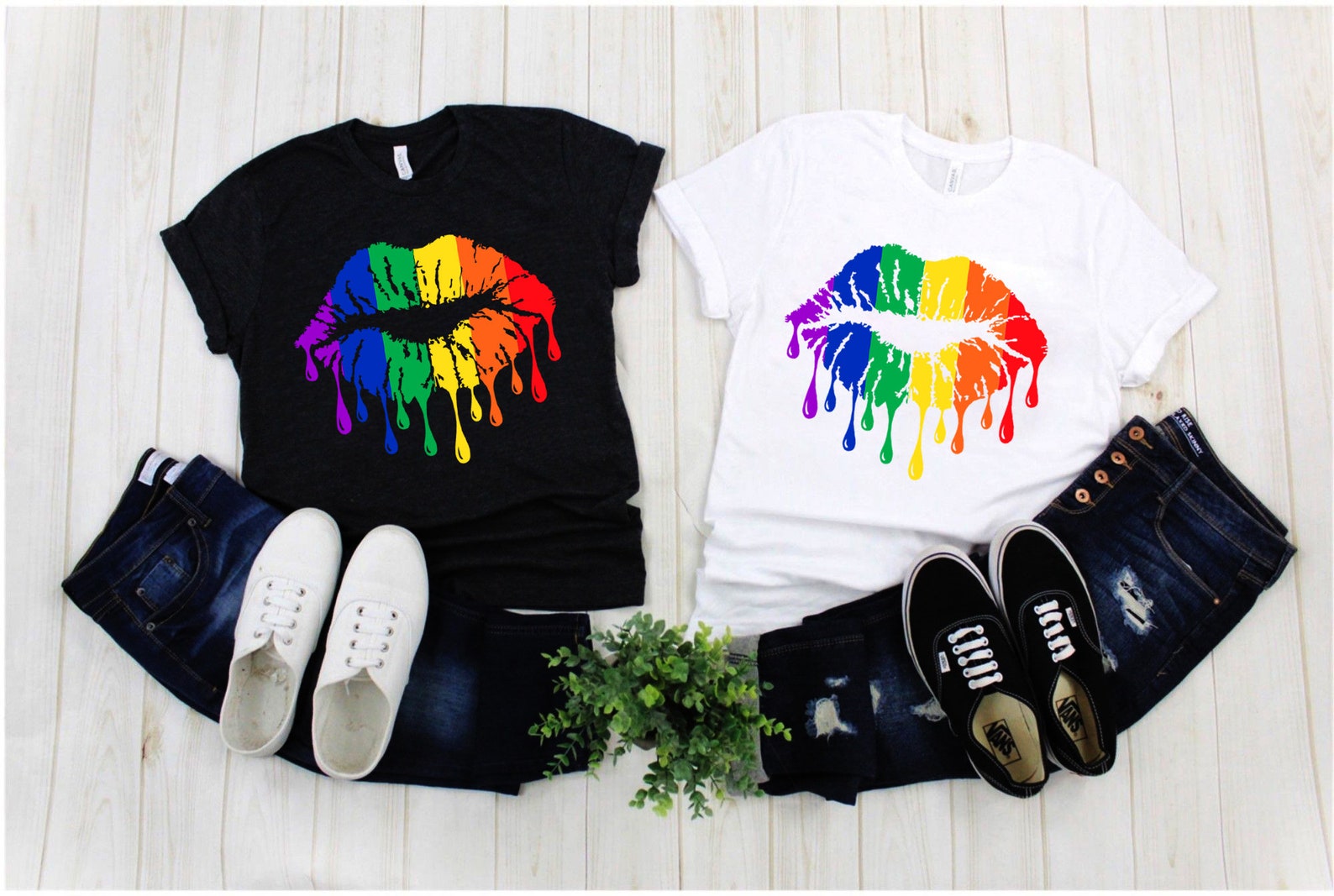 Lgbt Rainbow Lips Melting Lgbtq Flag Dripping Lips Shirt Etsy