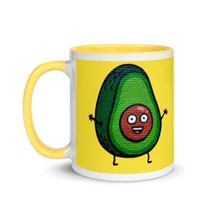 Green Avocado With Yellow Background Avocado Mug, Funny Avacado Mug ...