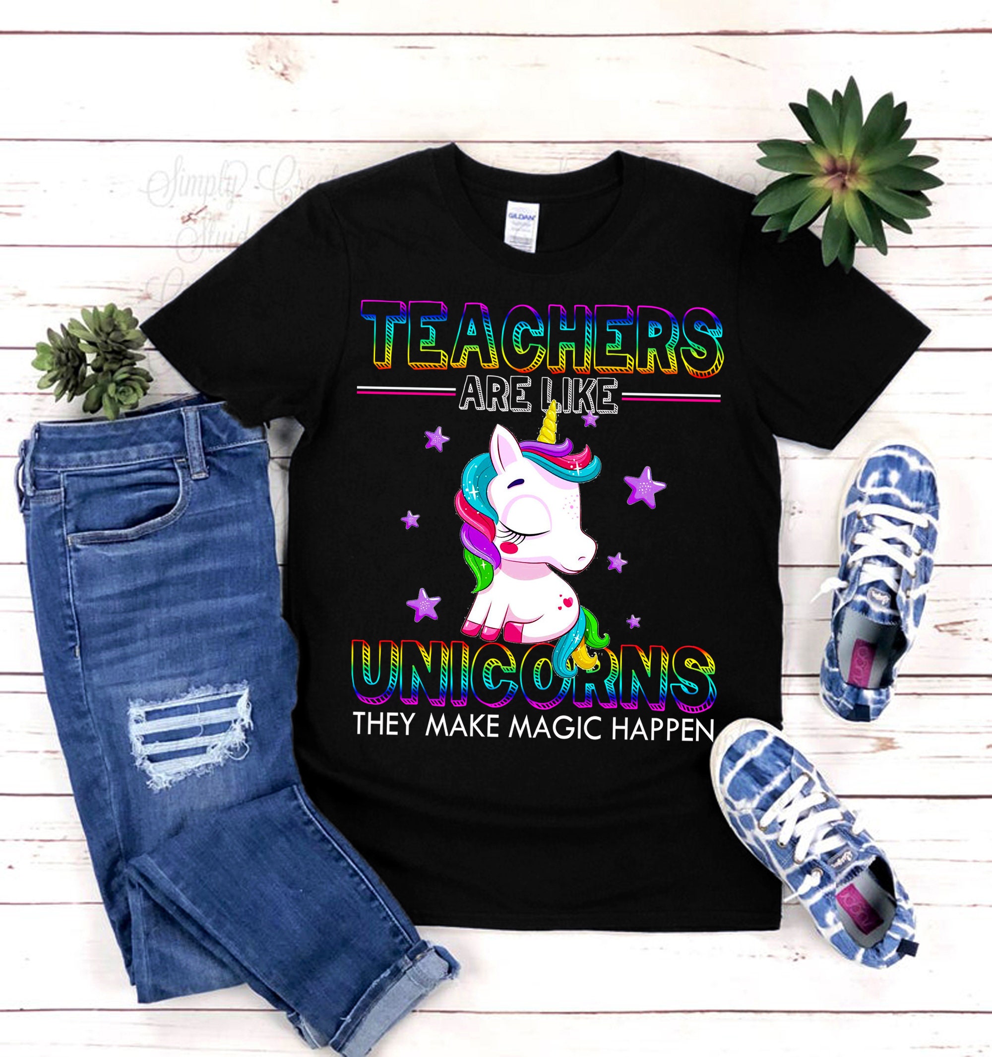 Teachers Like Unicorns Make Magic Happen T-shirts Teacher | Etsy