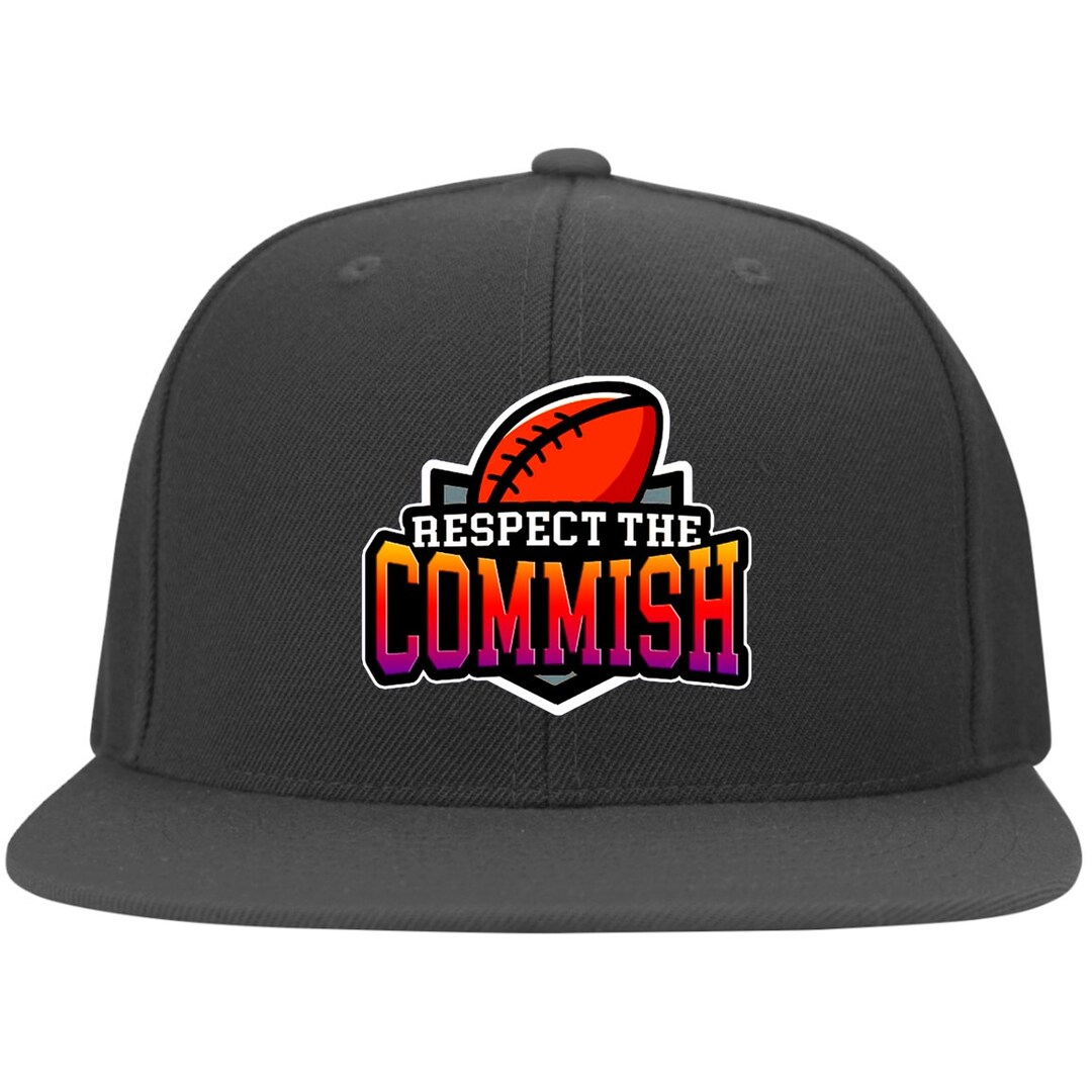Respect the Commish, Fantasy Football Hat, Flat Bill Twill Flexfit Cap ...