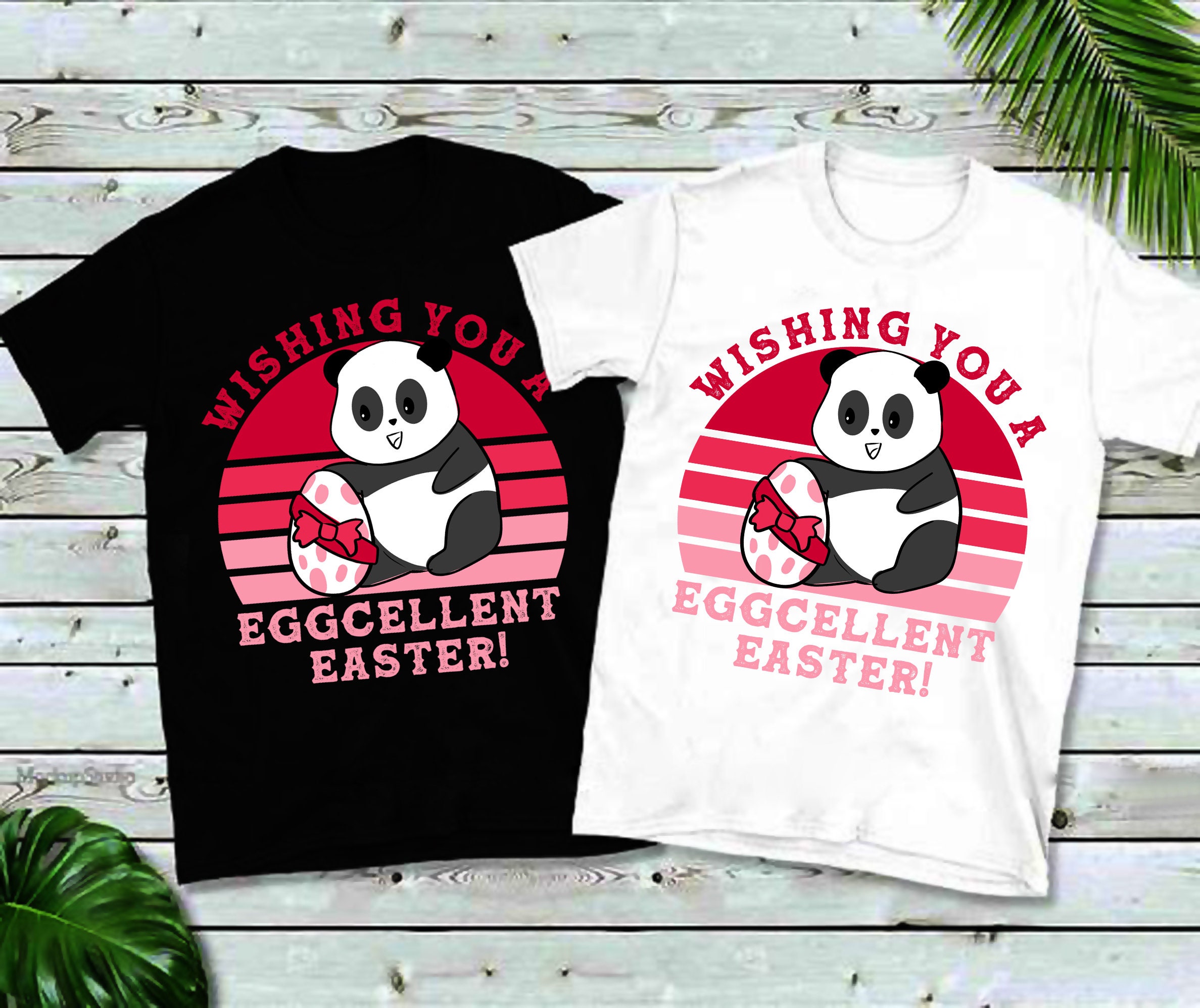 Wishing You A Eggcellent Easter Panda Retro Sunset Easter | Etsy
