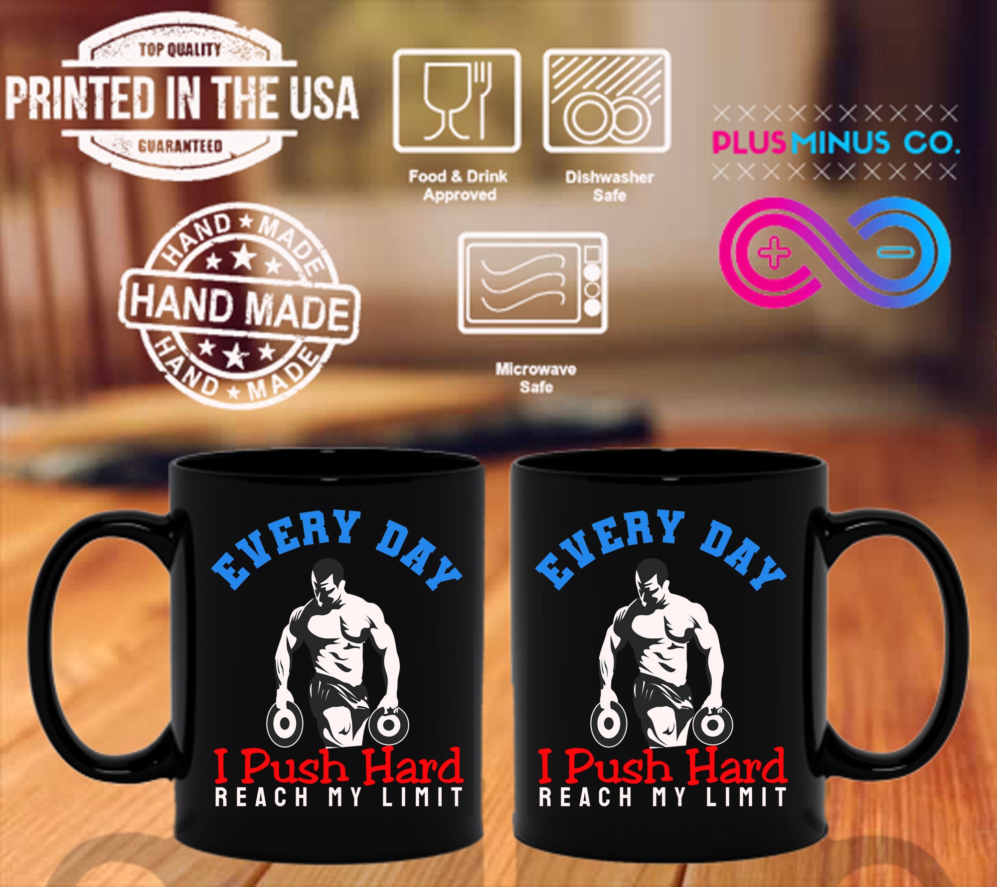 Every Day I Push Hard Reach My Limit Black Mugsmen's - Etsy