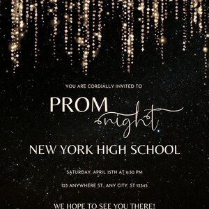 Prom Night, Prom Party Invitation, Prom Invitation Flyer, Prom Event ...