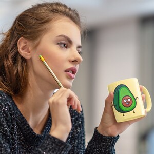 Green Avocado With Yellow Background Avocado Mug, Funny Avacado Mug ...