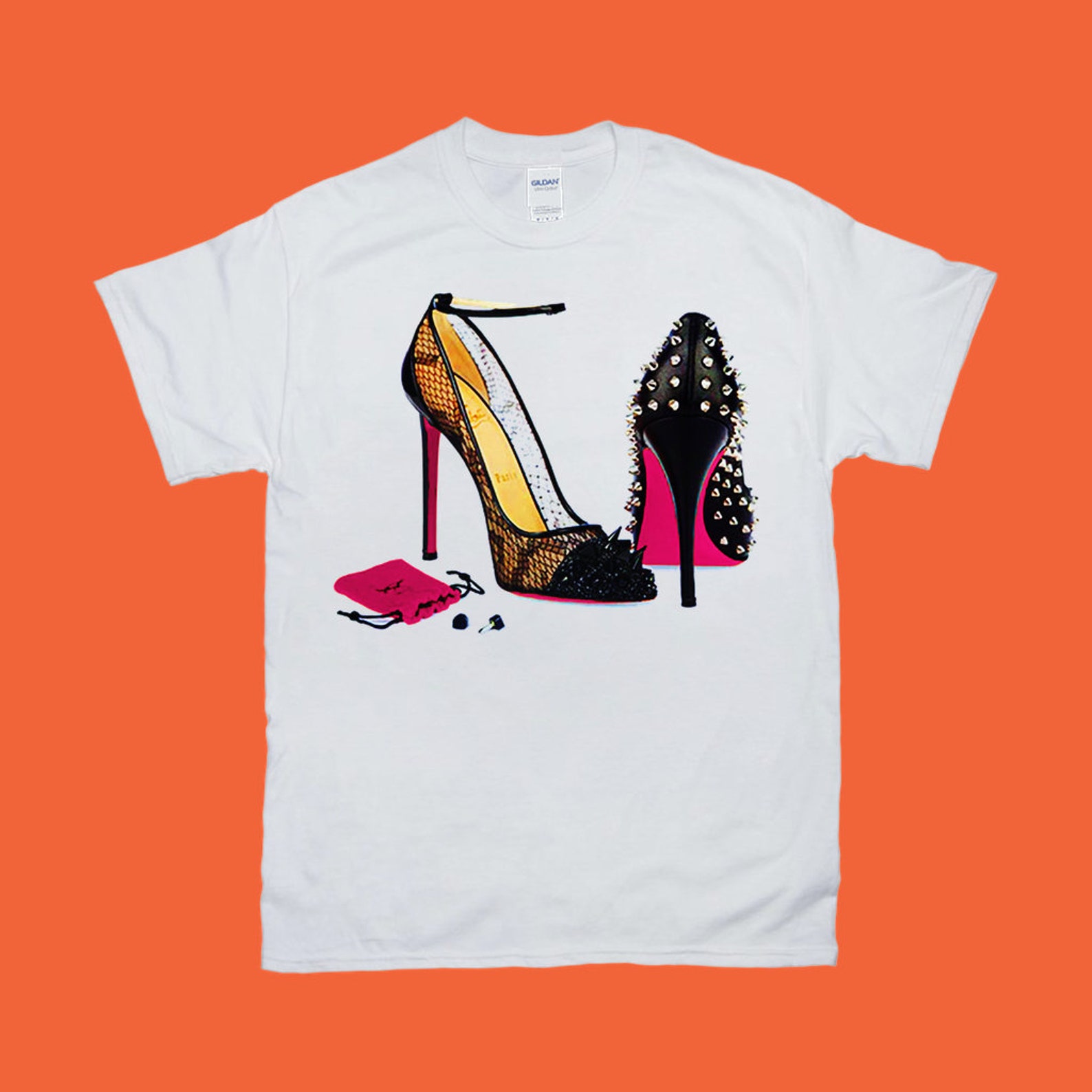 High Heel Shoes T-shirt Women's Short Sleeve Round Neck - Etsy