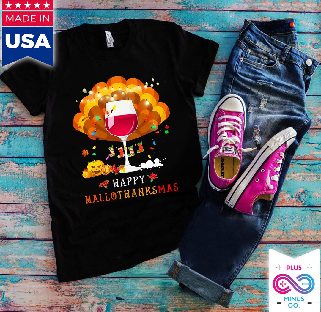 Happy Hallo Thanks Mas T-shirt Funny Halloween Thanksgiving Christmas ...