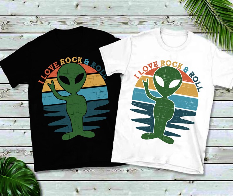 I Love Rock & Roll Alien Retro Sunset T-shirts - Etsy